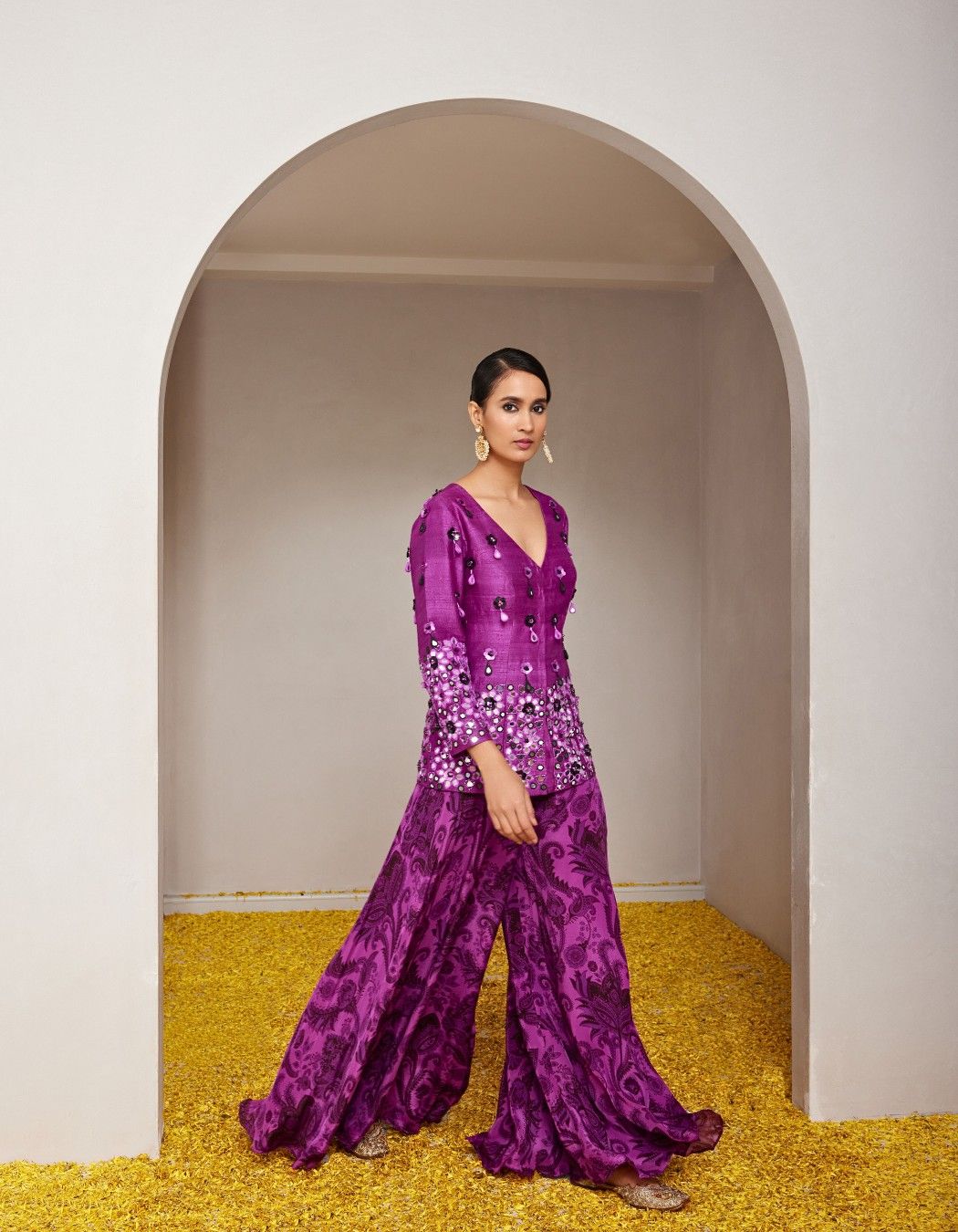 Gulaabi Purple Sharara & Jacket – Nitara Dhanraj